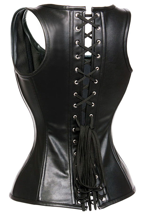 Steel Boned Faux Leather Corset Wholesale Lingerie Sexy Lingerie