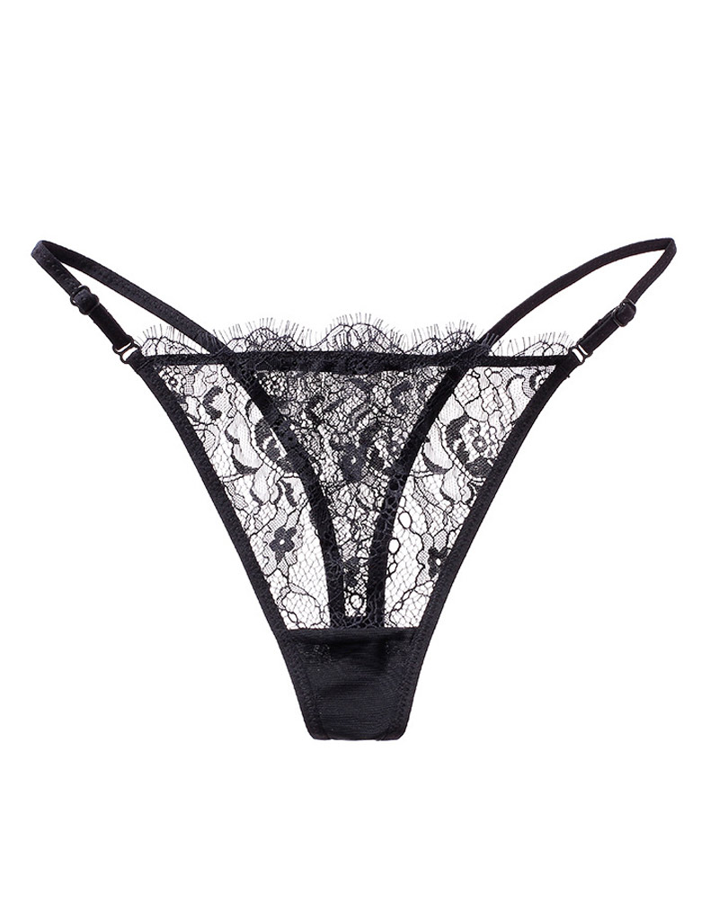 Adjustable Eyelash Lace G-string Black - Wholesale Lingerie,Sexy ...